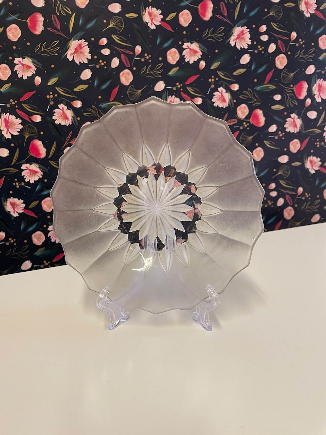 Vintage Bagley Style Frosted Glass Plate Art Deco Glamour - Etsy