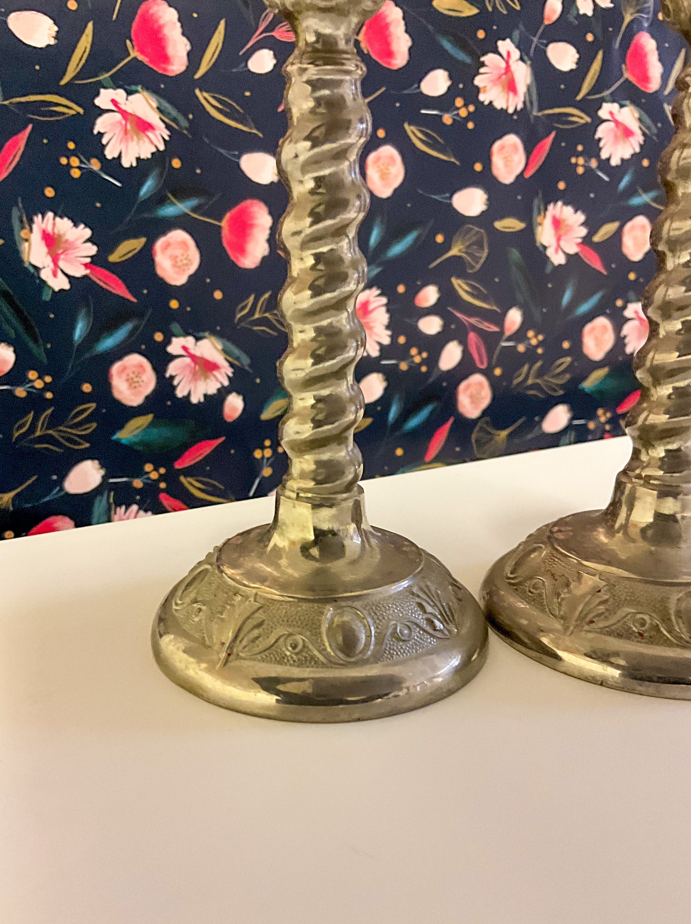 Set of 2 Vintage Candlestick Holders Silver Coloured 6556 - Etsy