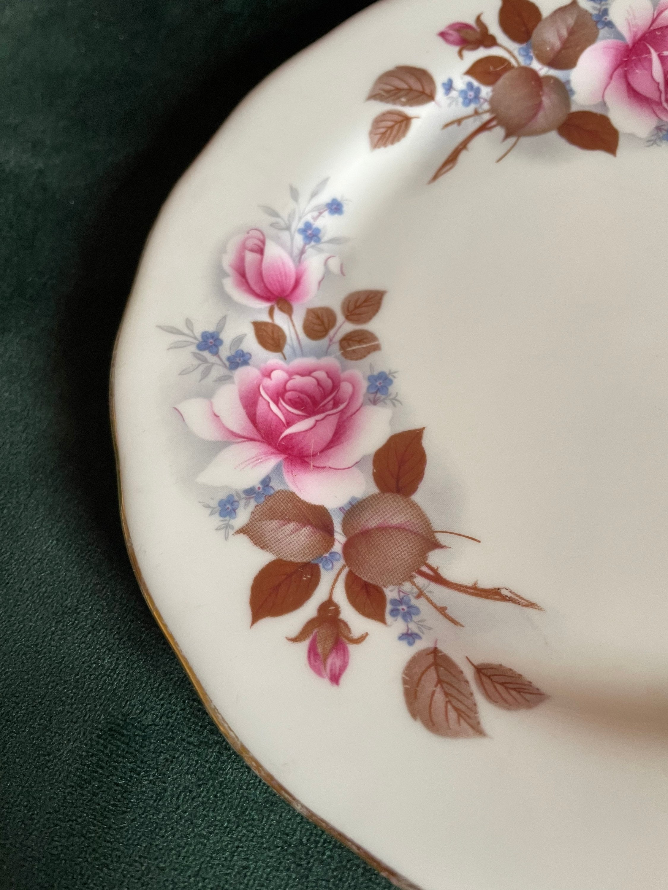 Vintage Queen Anne Bone China Side Plate Pink Rose Design With Gold ...