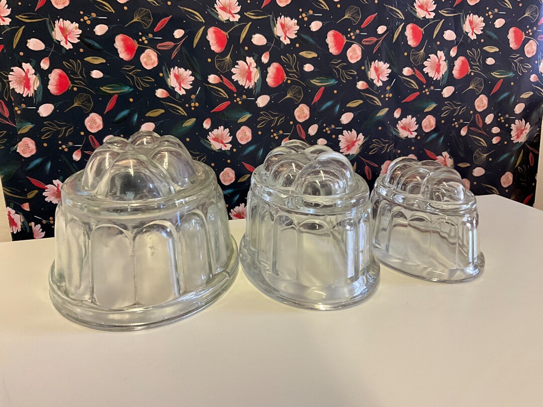 Retro Kitchen Delight: Assorted Vintage Glass Jelly Moulds in Various ...