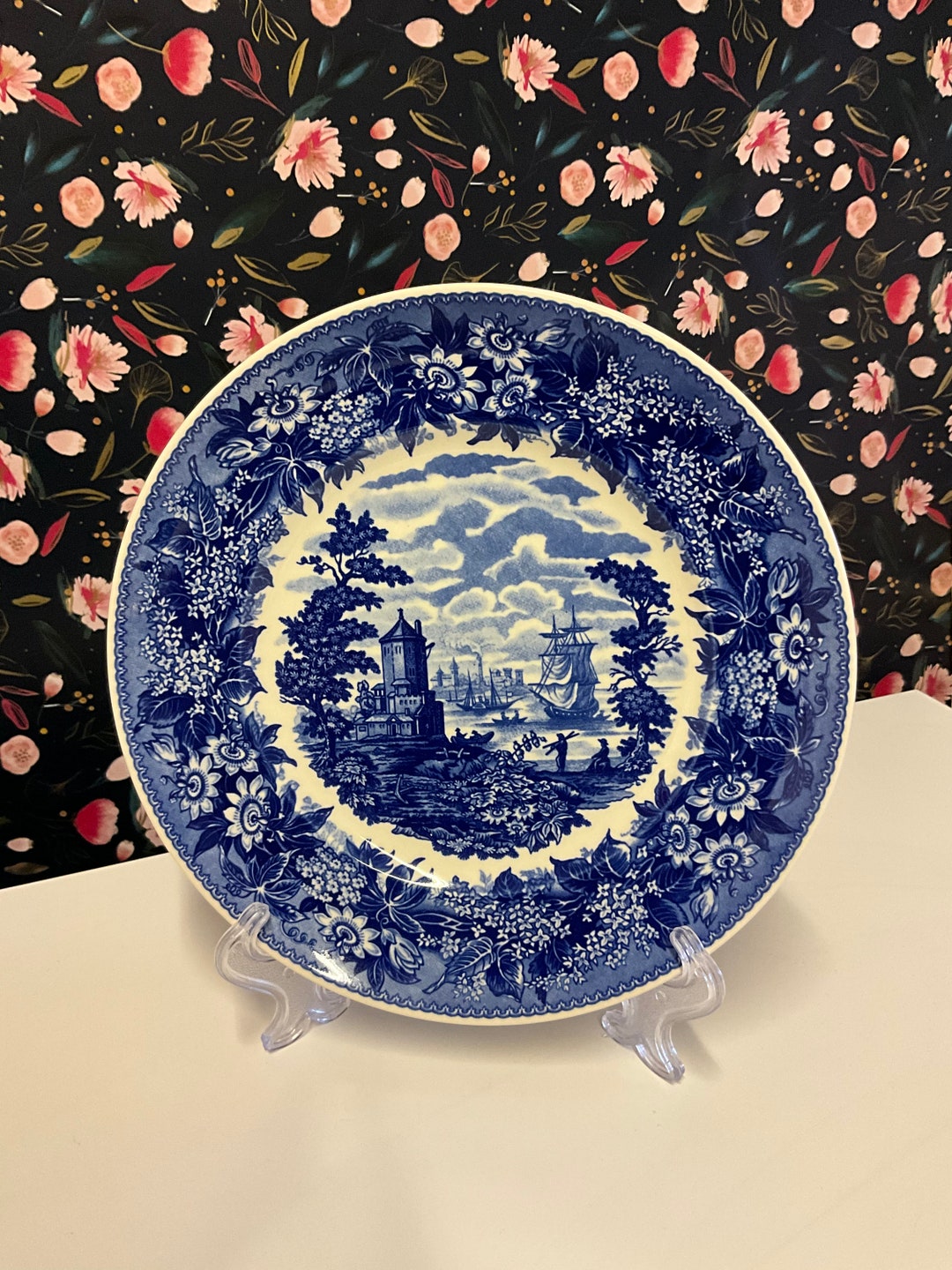 Wedgwood Queens Ware Limited Edition Blue and White Plate the Harbour ...