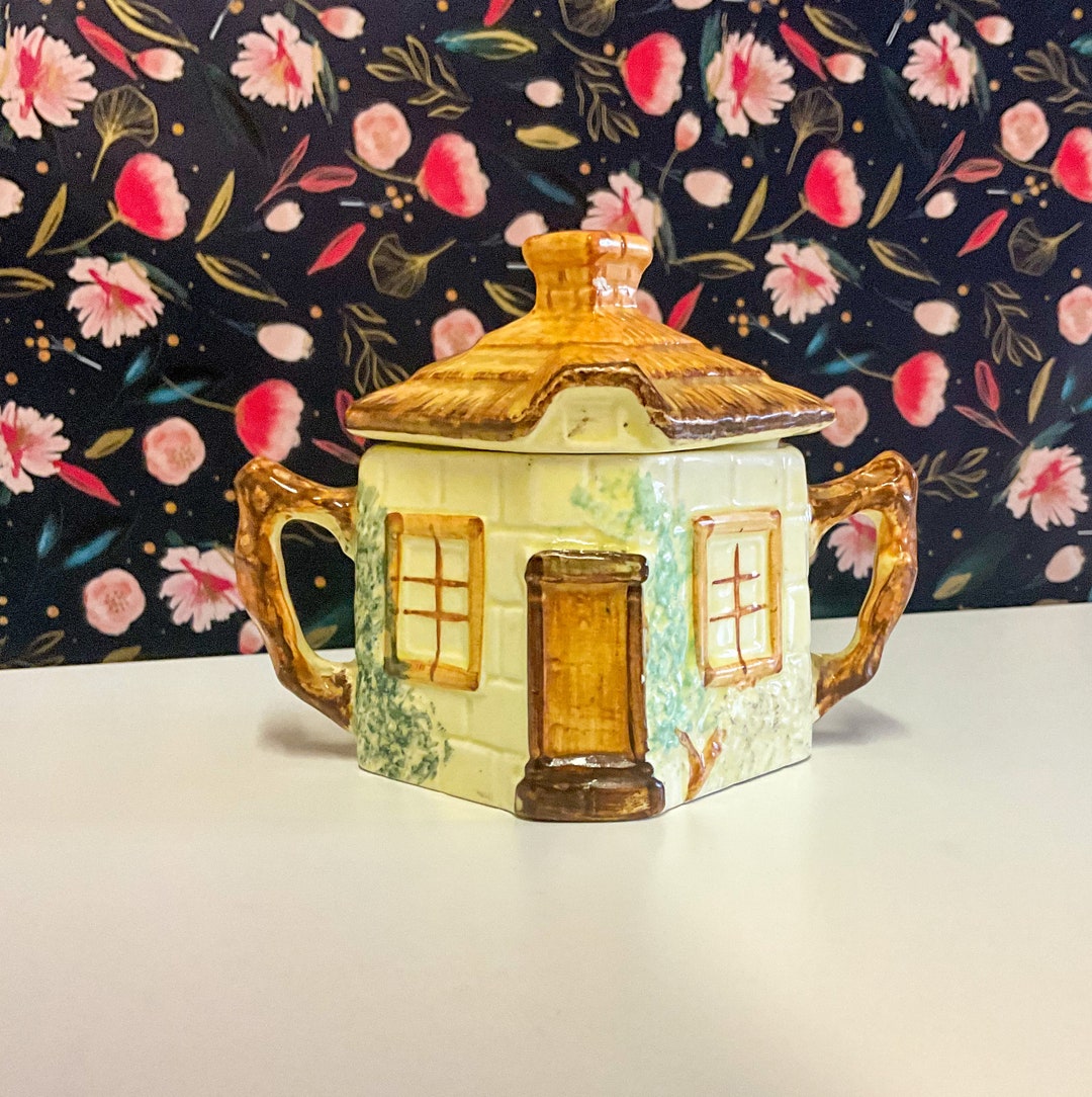 Vintage KSP Keele Street Pottery Cottage Ware Lidded Jar Sugar Bowl ...