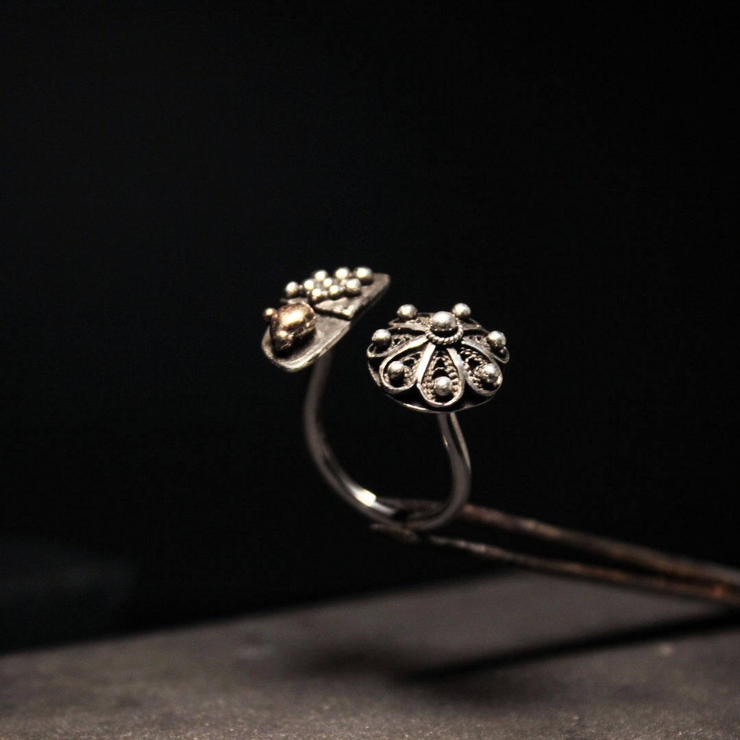 Filigranes Unique Silver Ring, Open Top Ring, Contemporary Rustic ...