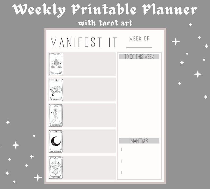 Simple Witchy Weekly Planner / A4 / Digital File / Print / PDF ...