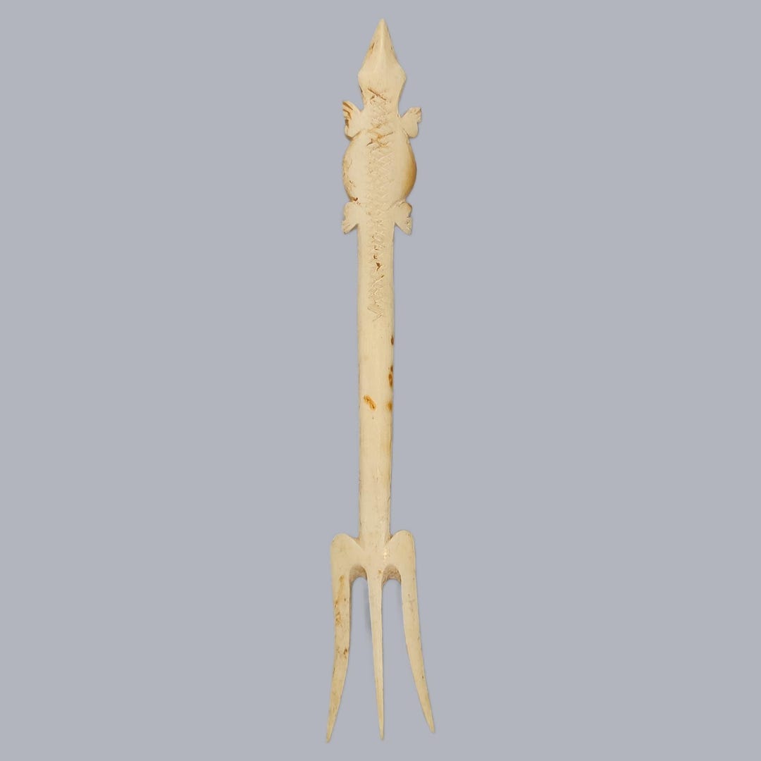 Vintage Lizard Shaped Bone Fork Horn Cutlery Antique African Islamic ...
