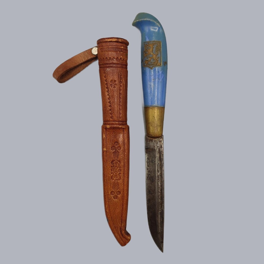 Vintage Leijona Puukko Knife Finnish Finland Onni Mäki-pelkola Galalite ...