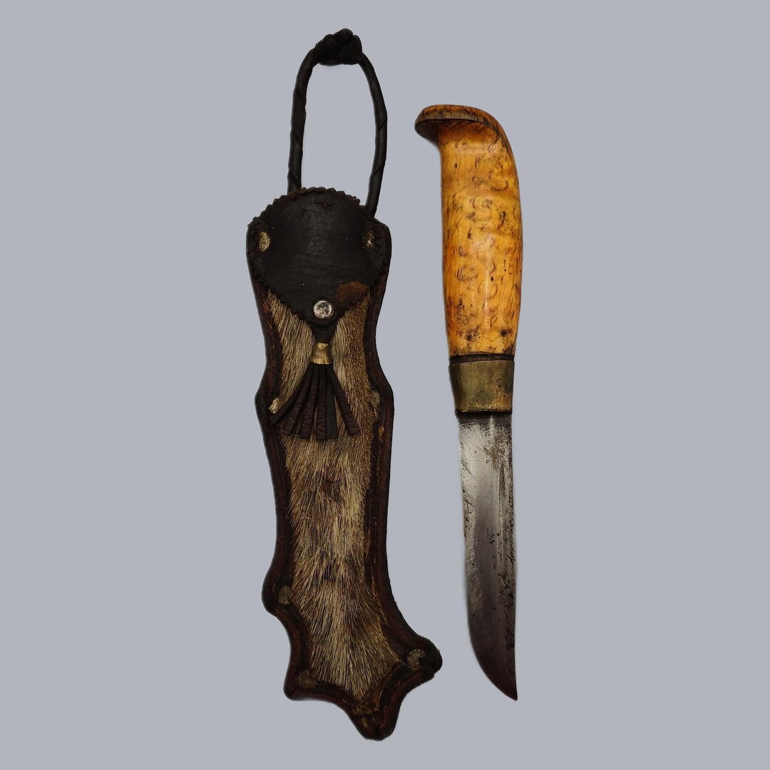 Vintage Ilves Puukko Knife Finnish Janne Marttiini Finland Masur Birch ...