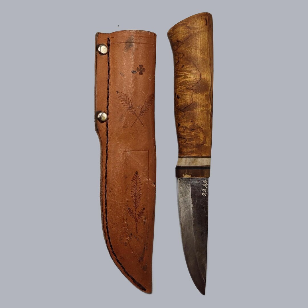 Vintage Vuolu Puukko Knife Finnish Knifemaster VV Finland Masur Birch ...