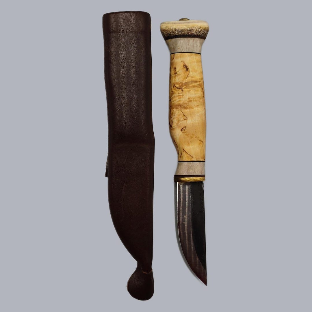 Vintage Lapinpuukko Puukko Knife Finnish Finland Masur Birch Reindeer ...
