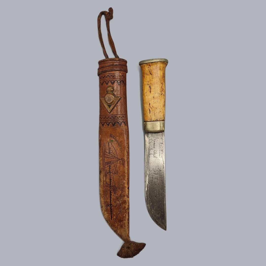 Vintage Lapinleuku Puukko Knife Finnish Finland Janne Marttiini Masur ...