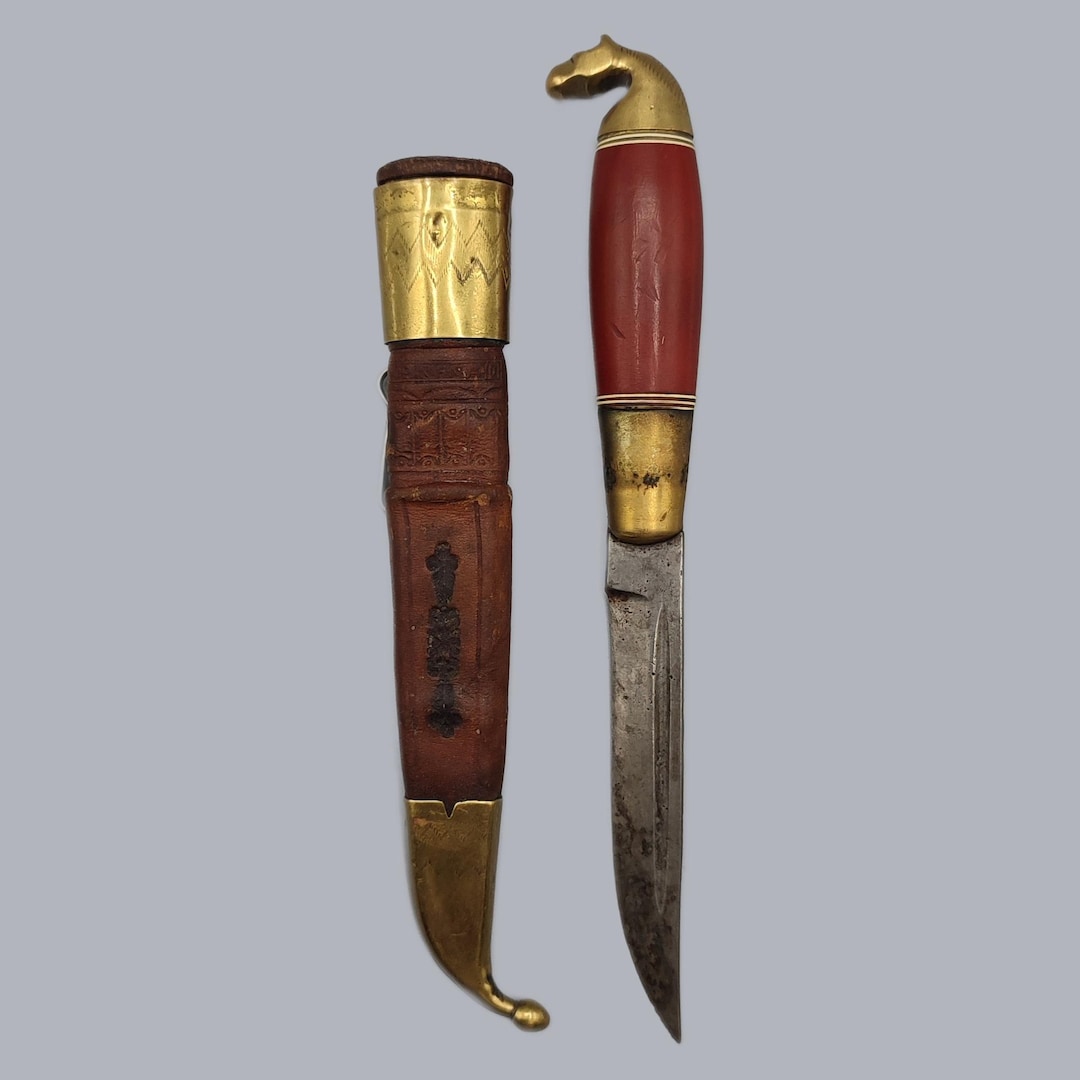 Vintage Hevosenpää Puukko Knife Finnish Finland Kauhava Galalite Handle ...