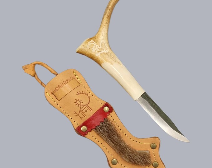 Vintage Lapinpuukko Puukko Knife Finnish Finland Reindeer Horn Handle ...
