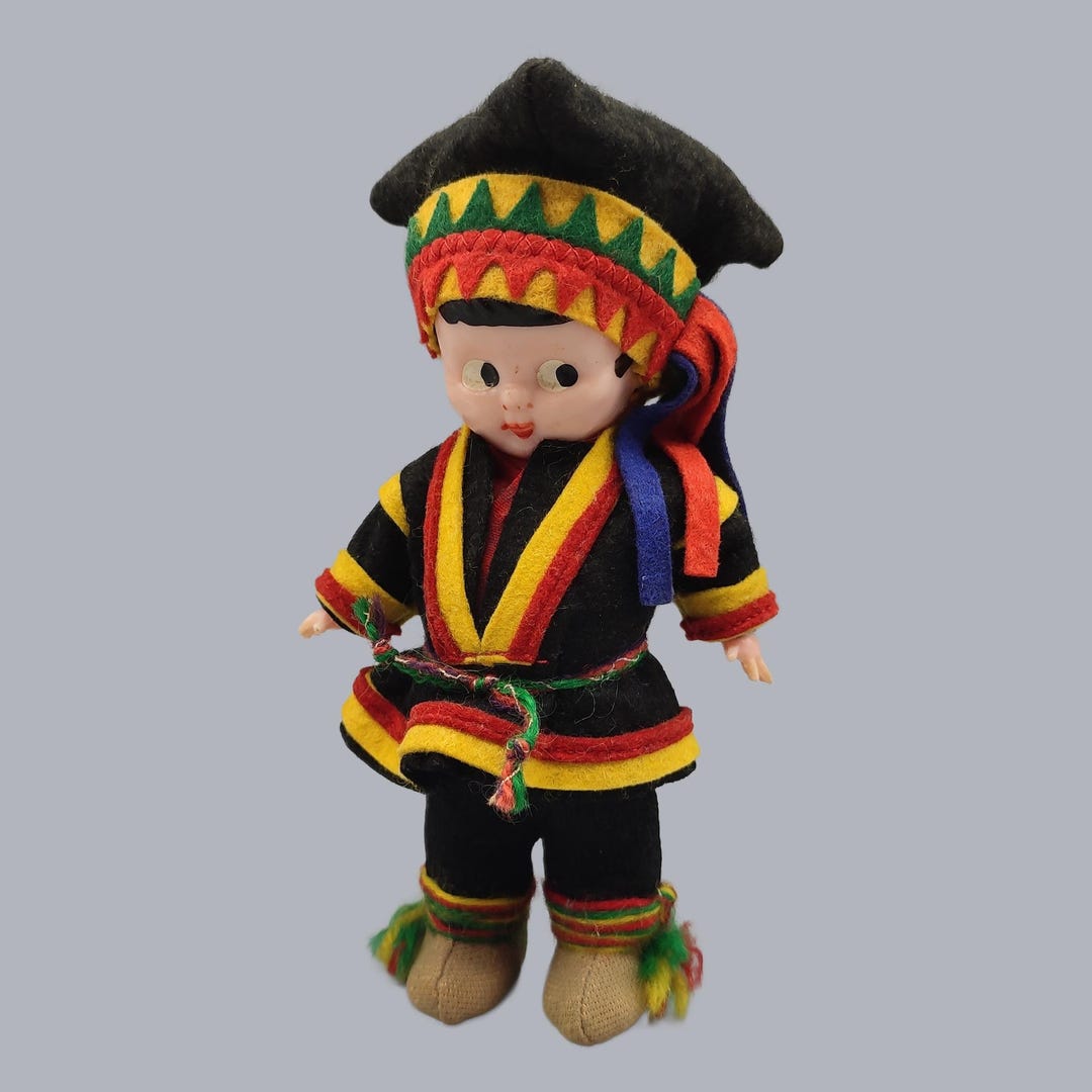 Vintage Finnish Sámi Doll | 1960s Four Winds Hat | Traditional Felt ...