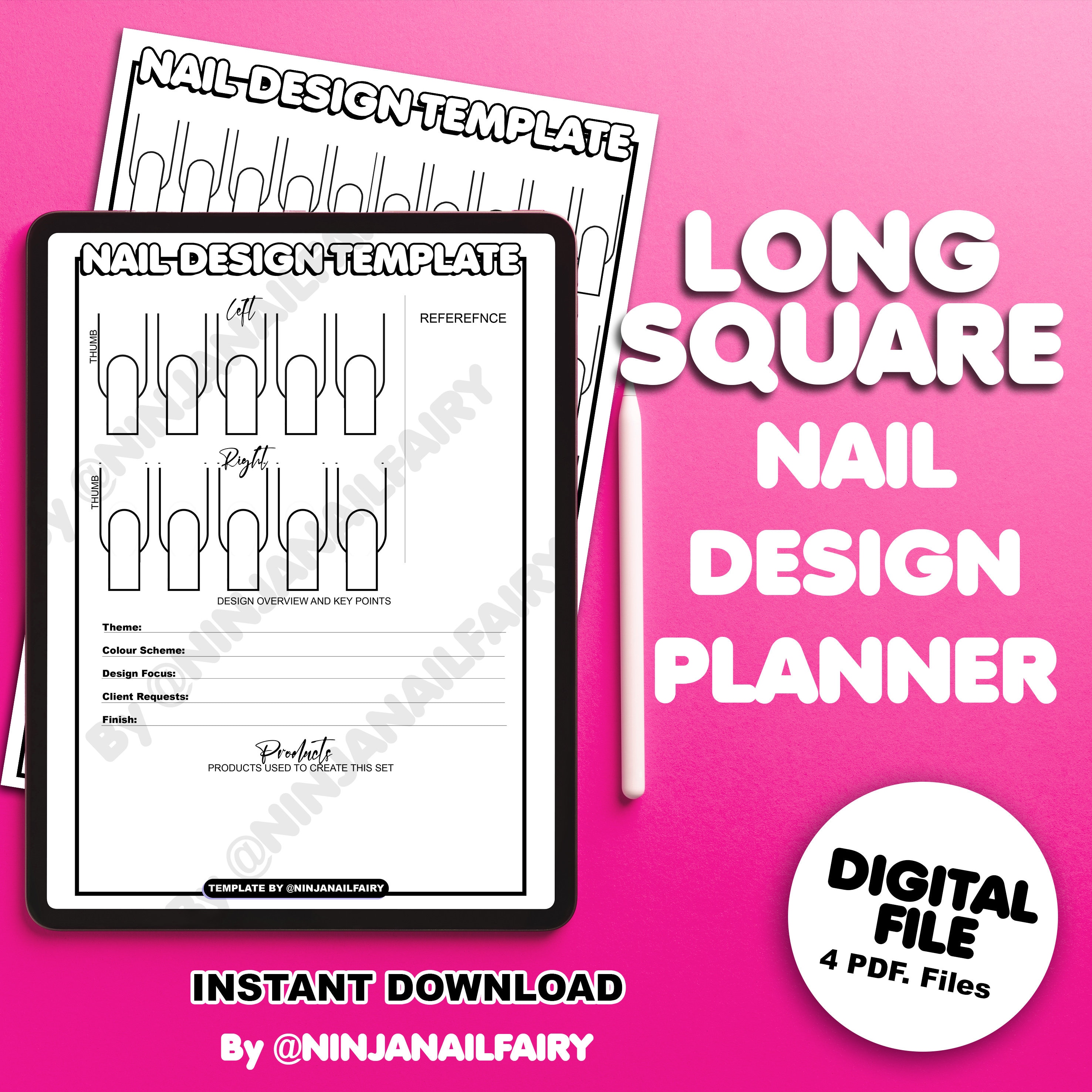 LONG SQUARE Nail Art Design Template Bundle Long Square - Nail Art ...