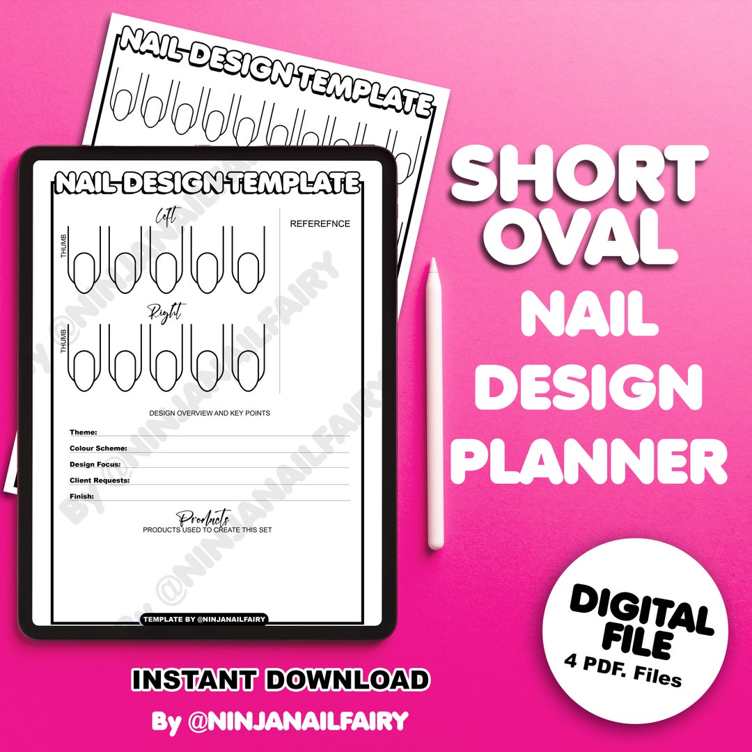 SHORT OVAL Nail Art Design Template Bundle Short Oval - Nail Art ...