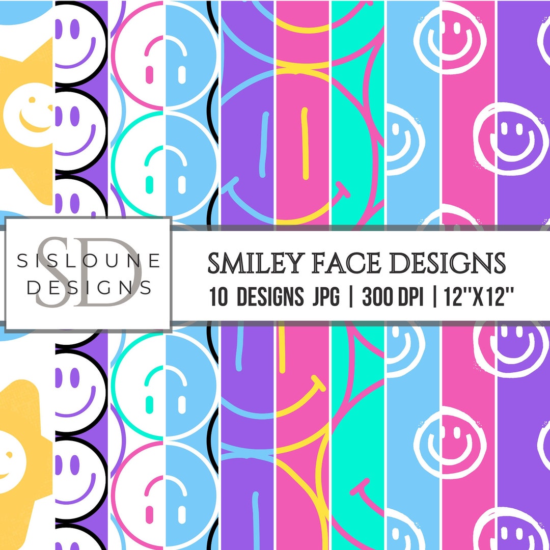 Smiley Face Digital Paper, Digital Paper Pack, Paper Digital, Wrapping ...