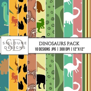 Dinosaur Digital Paper 300 DPI, Scrapbook Papers, Dino Backgrounds ...