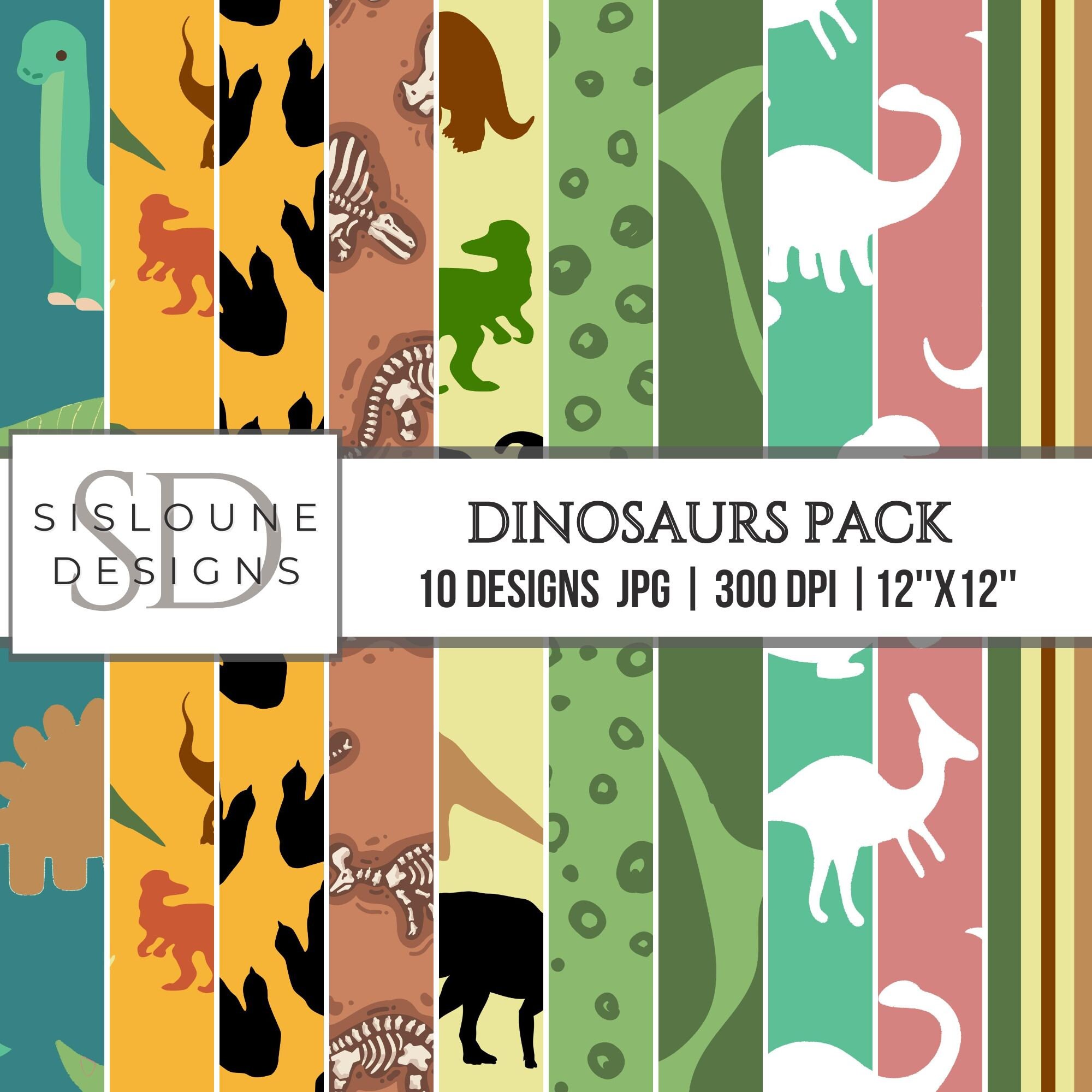 Dinosaur Digital Paper 300 DPI, Scrapbook Papers, Dino Backgrounds ...