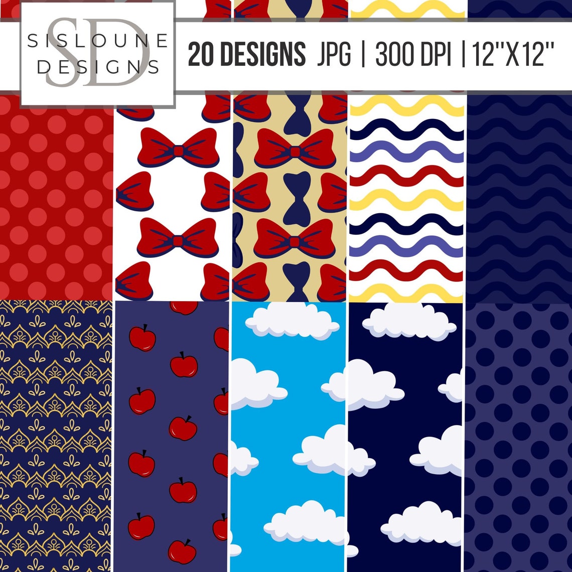 Snow White Digital Paper 300 DPI, Scrapbook Papers, Princess Snow White ...