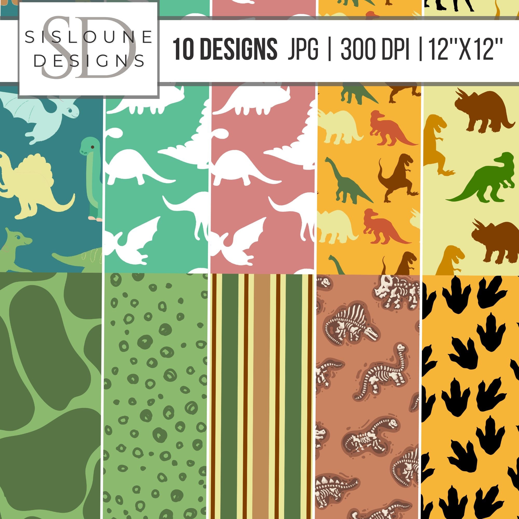 Dinosaur Digital Paper 300 DPI, Scrapbook Papers, Dino Backgrounds ...