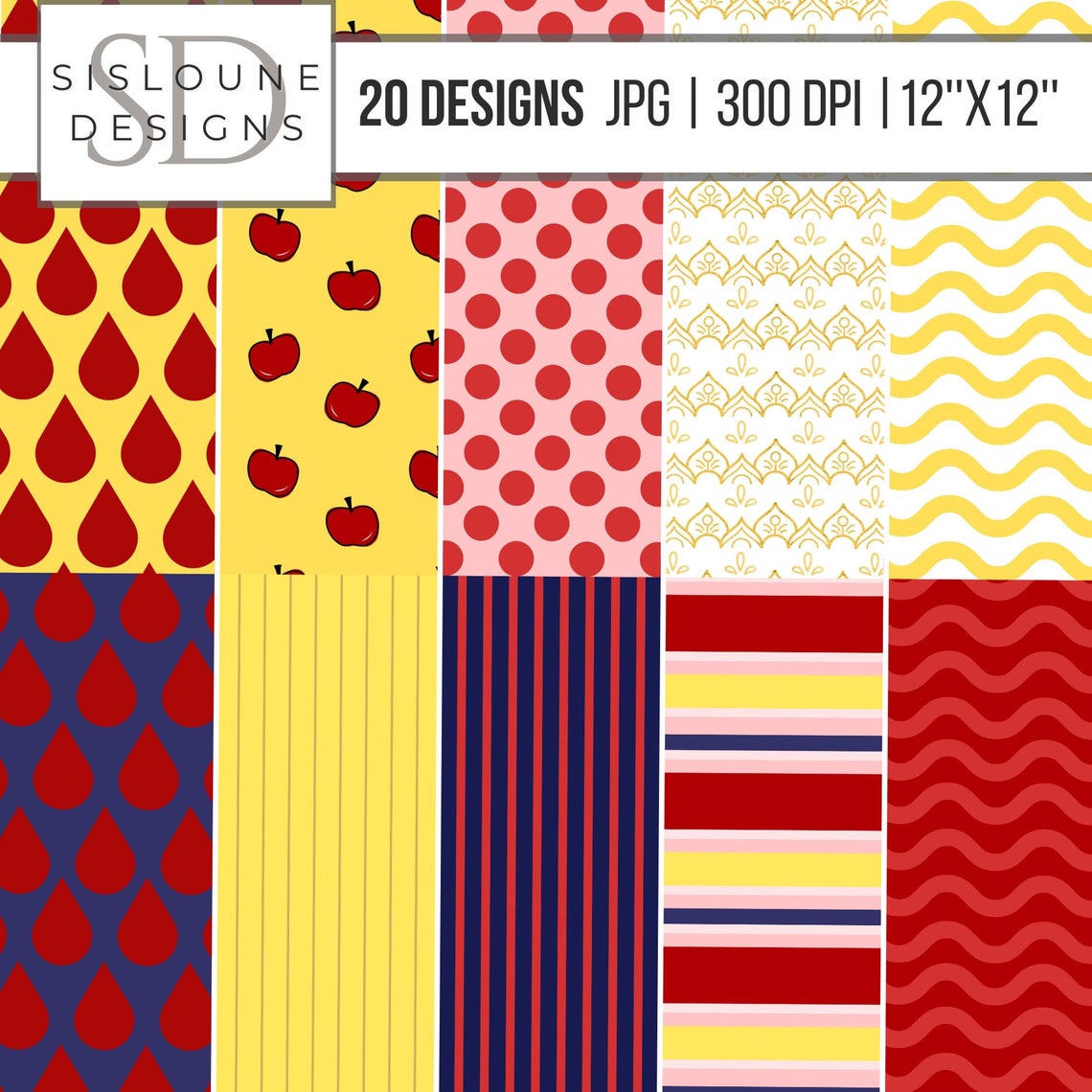Snow White Digital Paper 300 DPI, Scrapbook Papers, Princess Snow White ...