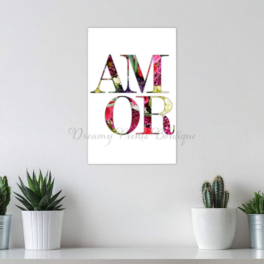 AMOR in Spanish Floral Wall Art, Spanish Home Decor Printable Digital ...