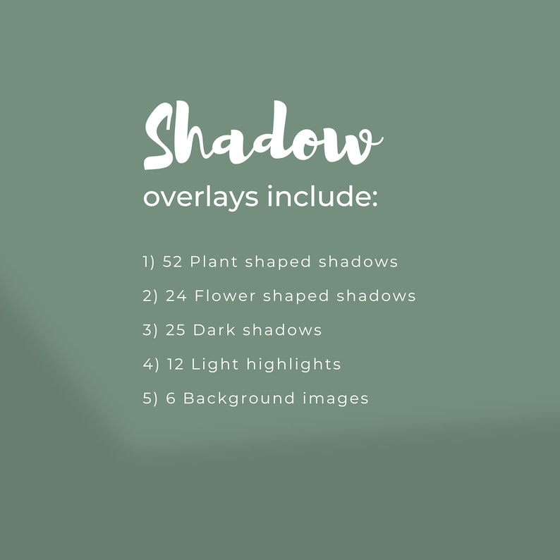 100 Flower Shadow Overlay Canva Shadow Overlay Photoshop - Etsy