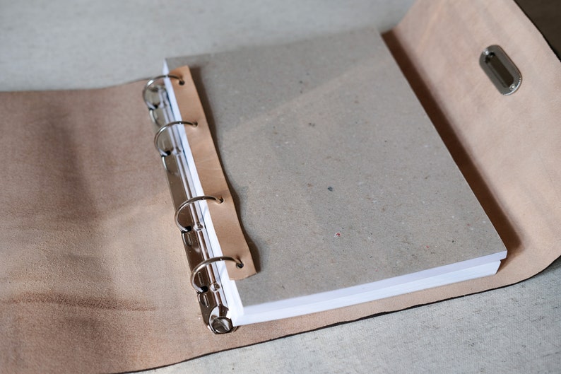 Leather Binder A5, Refillable Journal Cover With Blank Paper and Pen - Etsy