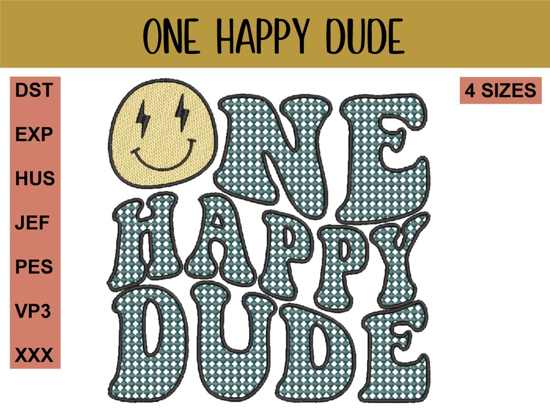 One Happy Dude, Checkered Font, Embroidery Design Files - Etsy