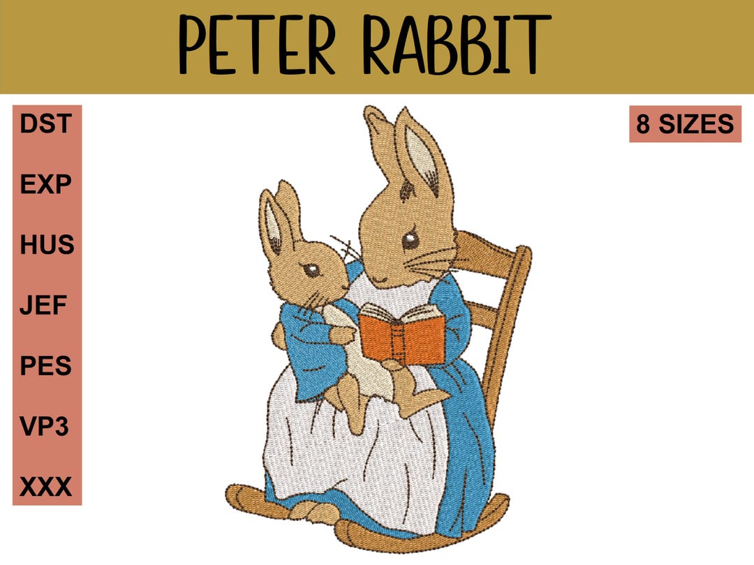 Peter Rabbit & Mrs. Josephine Rabbit, Reading Embroidery Design Files ...
