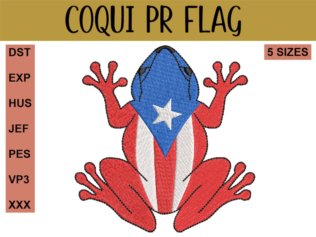 Puerto Rican Flag Coqui, Embroidery Design Files - Etsy