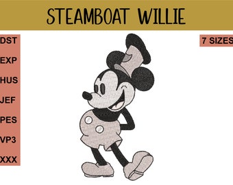 Classic Mickey Mouse, Steamboat Willie Embroidery Design Files - Etsy
