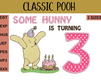 Classic Winnie-the-pooh Birthday, Applique Number 1, Embroidery Design ...