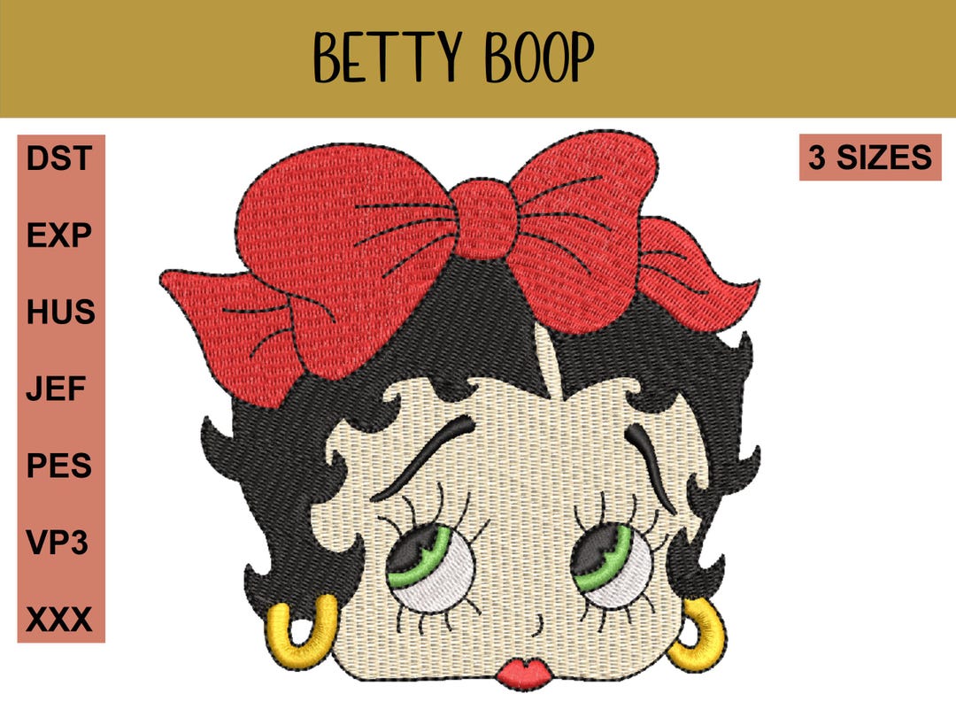 Betty Boop Embroidery Design Files - Etsy