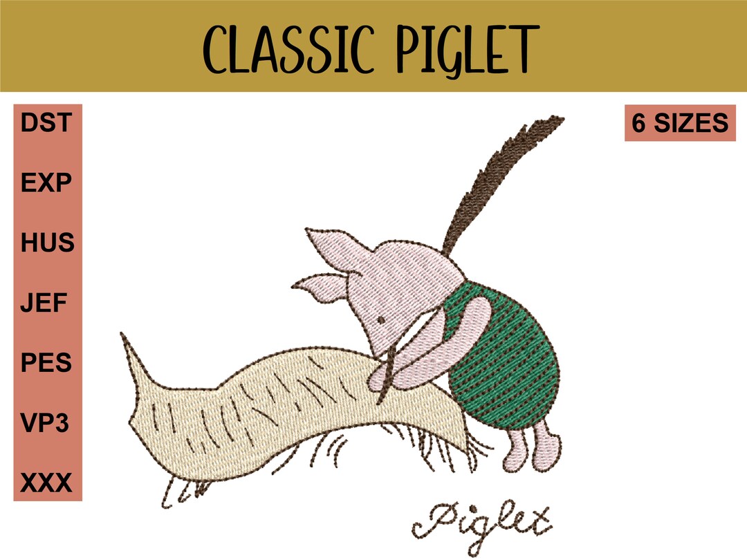 Classic Piglet Embroidery Design Files - Etsy