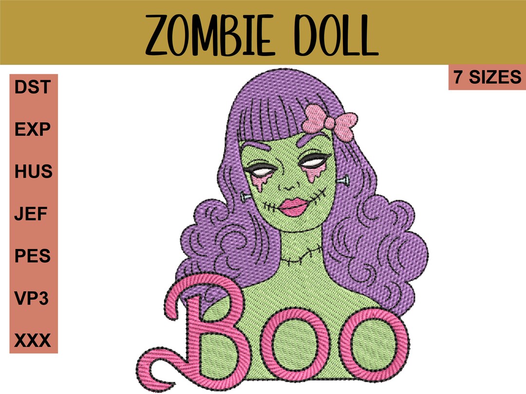 Zombie Doll Halloween Embroidery Design Files - Etsy