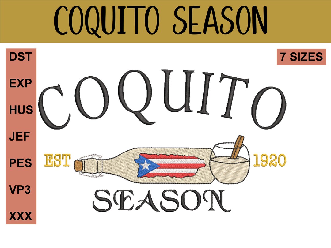 Puerto Rico, Coquito Season,boricua, Embroidery Design Files - Etsy