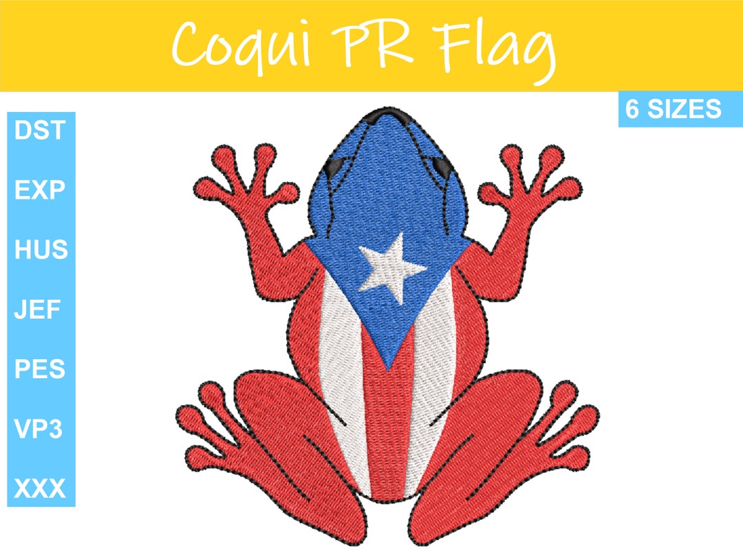 Puerto Rican Flag Coqui Embroidery Design Files - Etsy
