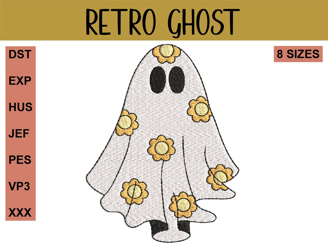 Halloween Retro, BOHO Ghost Embroidery Design Files - Etsy