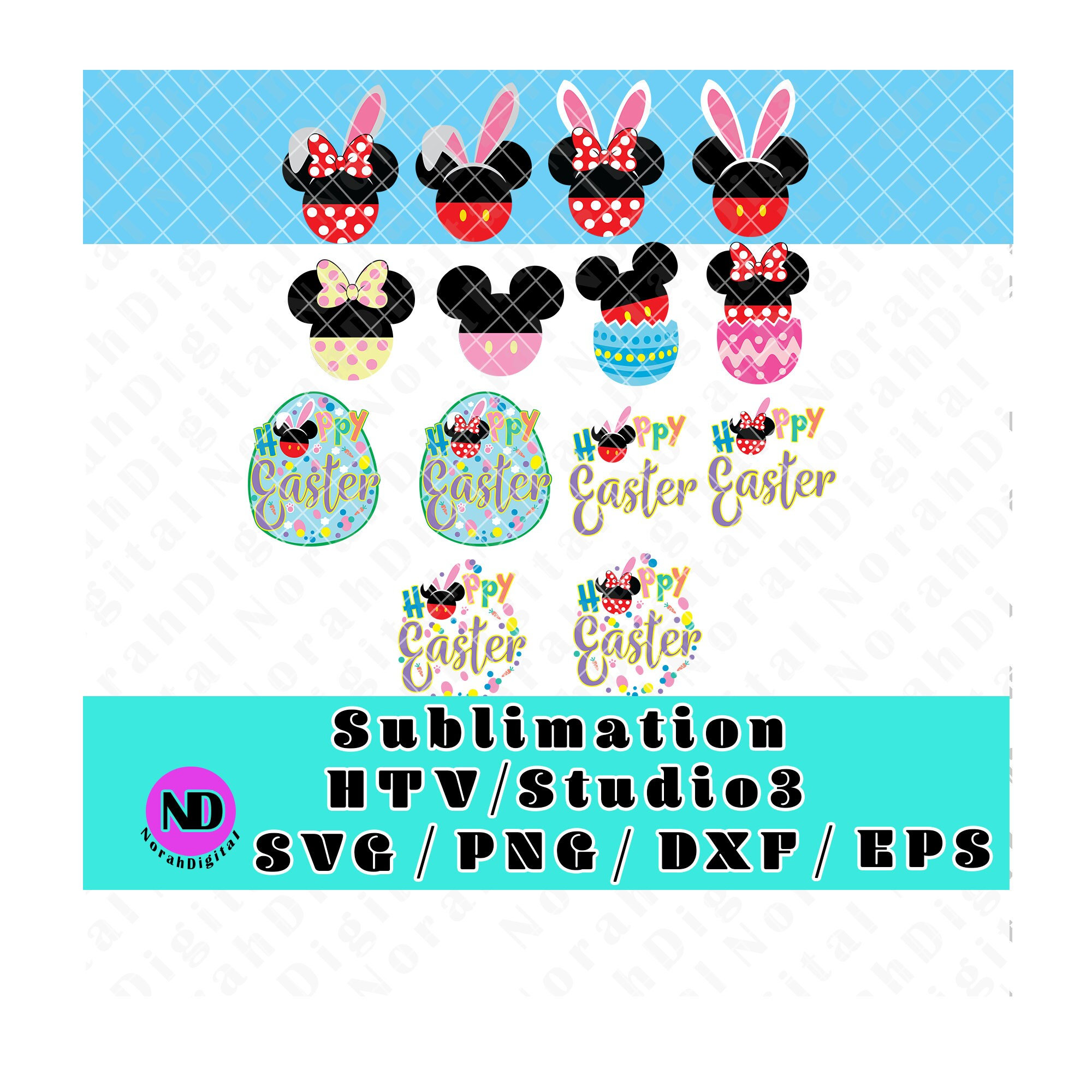 Easter Mickey Minnie Head SVG Sublimation HTV Easter Cutting File Cameo ...