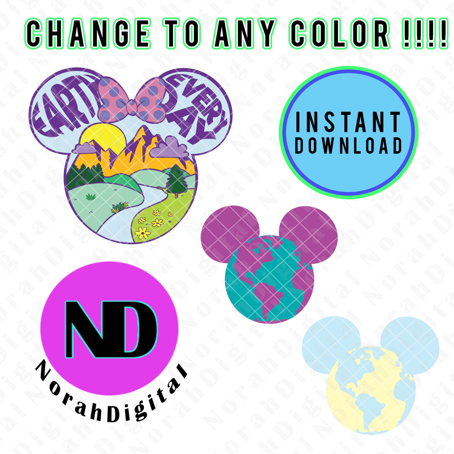 Mickey Earth Head Svg / Minnie Earth Head Svg / Earth Day Every Day ...