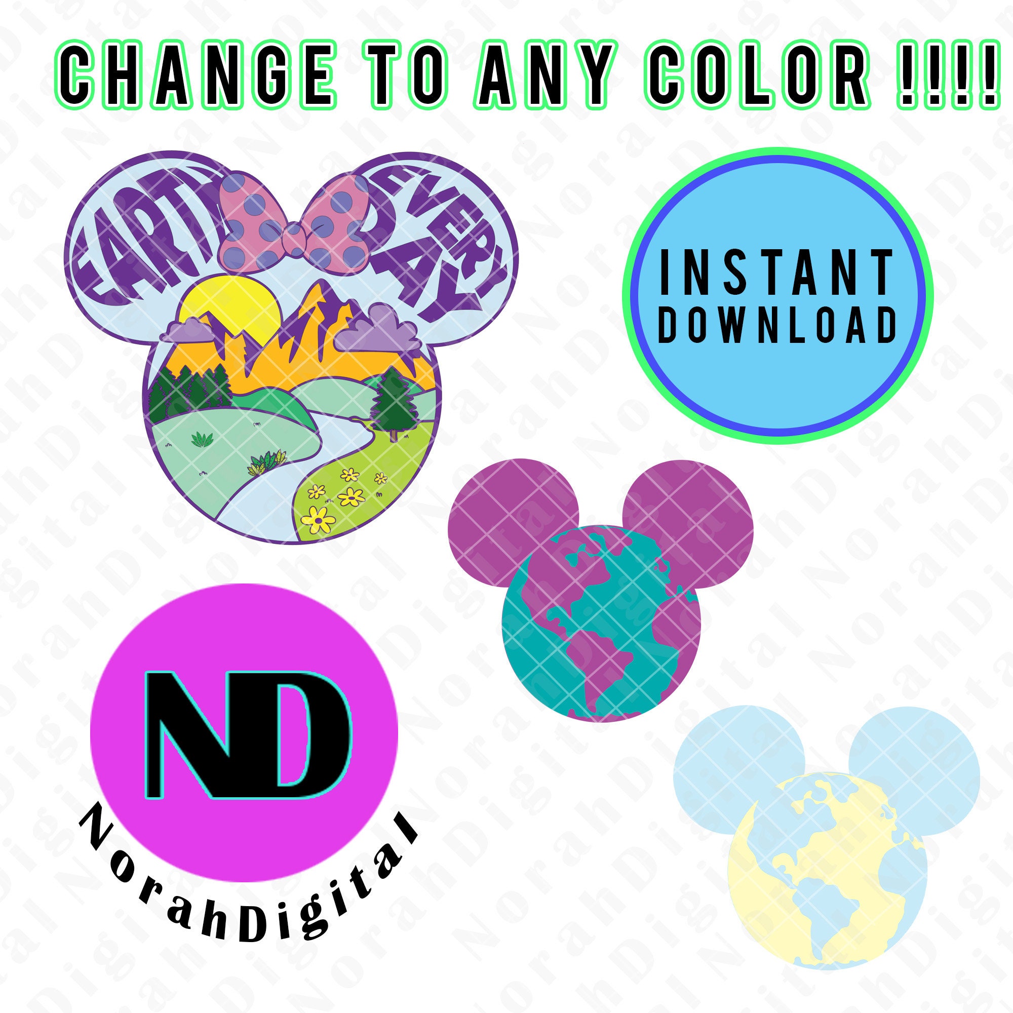 Mickey Earth Head Svg / Minnie Earth Head Svg / Earth Day Every Day ...