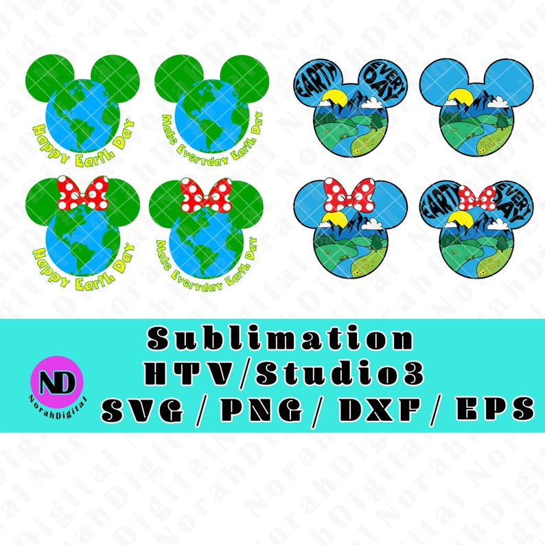 Mickey Earth Head Svg / Minnie Earth Head Svg / Earth Day Every Day ...