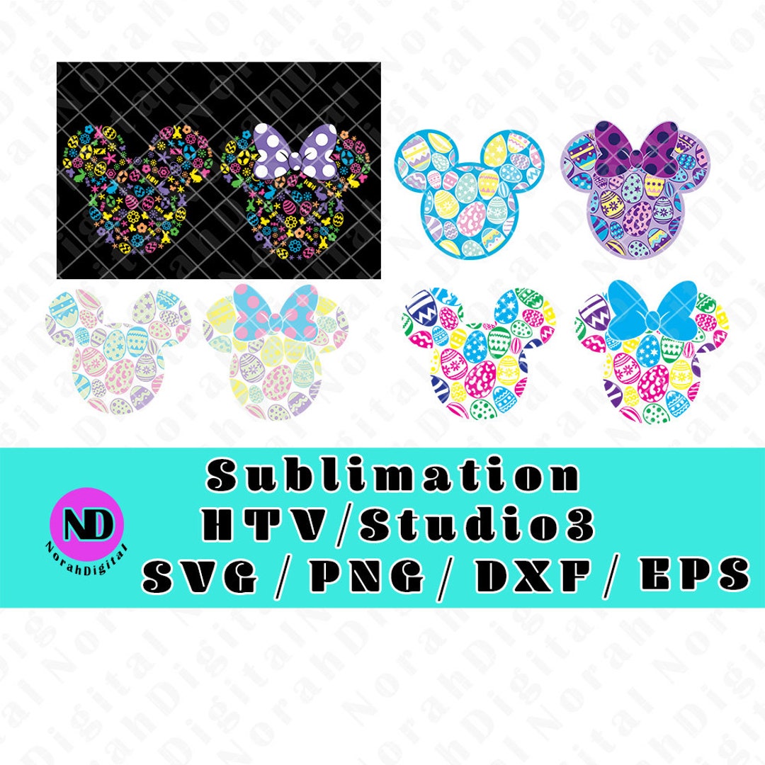 Happy Easter Mickey Minnie Head SVG Sublimation HTV Easter Cutting File ...