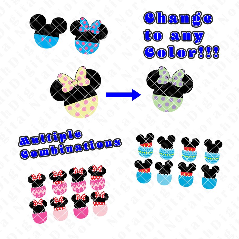 Easter Mickey Minnie Head SVG Sublimation HTV Easter Cutting File Cameo ...