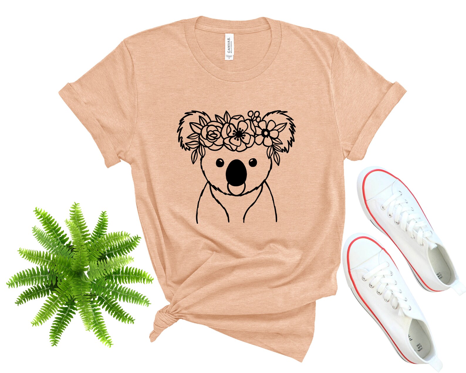 Floral Koala Graphic Tee, Bella+canvas Shirt - Etsy