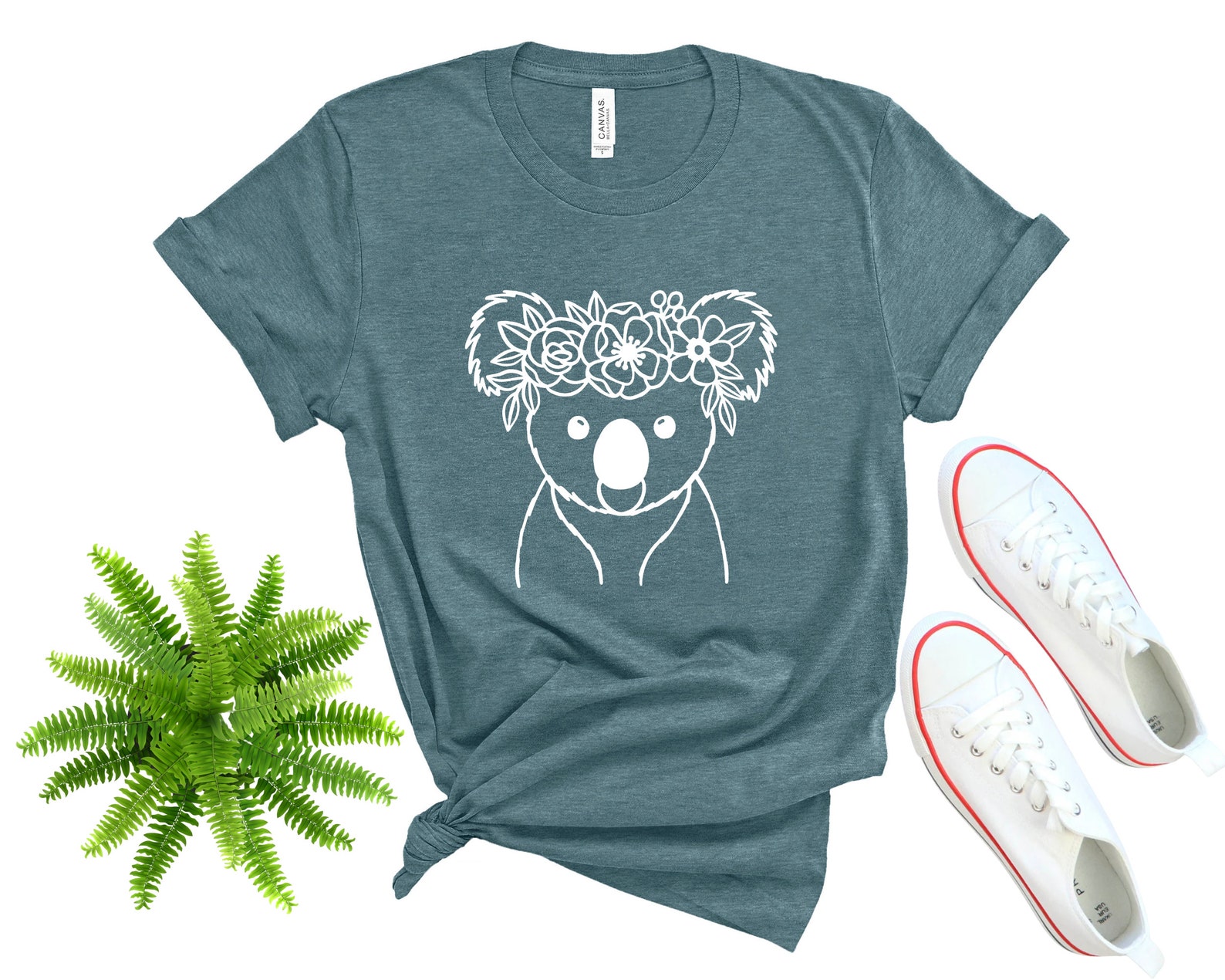 Floral Koala Graphic Tee, Bella+canvas Shirt - Etsy