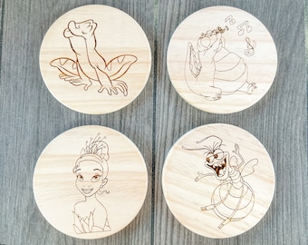 Mickey and Minnie Wooden Coasters, Set of 4, Disney Home Decor, Rustic ...