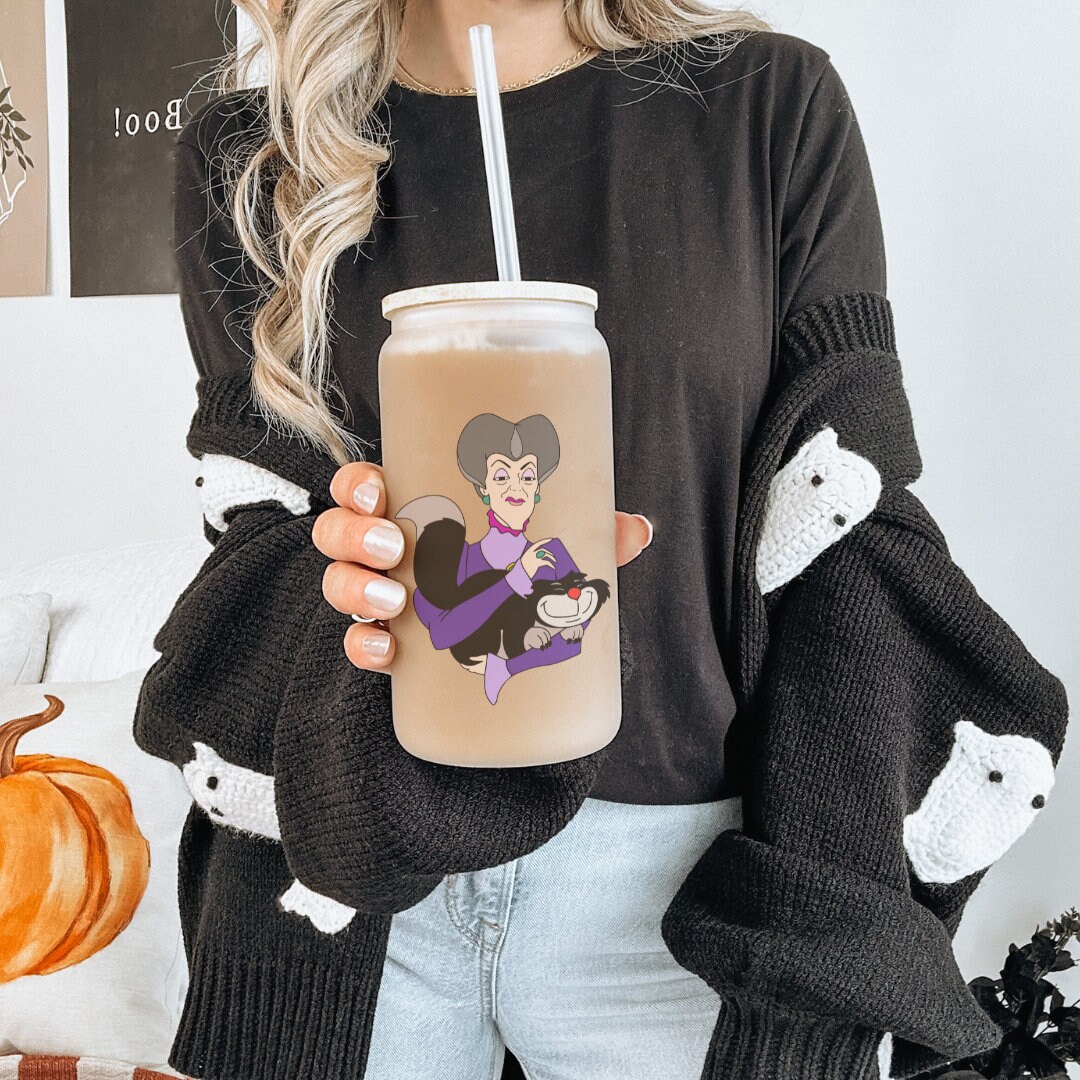 Evil Stepmother & Lucifer Glass Cup, Cinderella Magical Coffee Cup ...