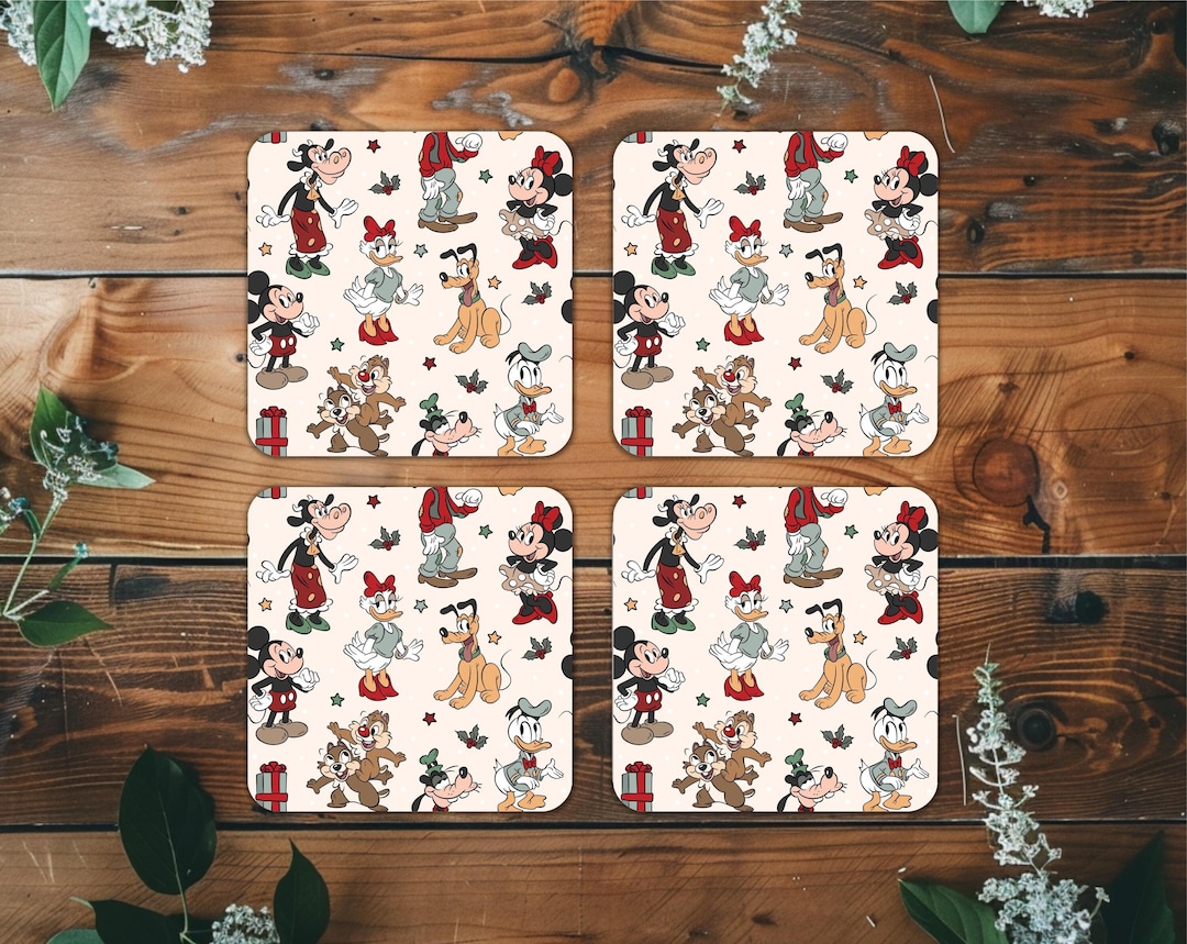 Classic Mickey and Friends Christmas Coasters, Set of 1, 2 or 4, Disney ...